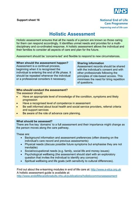 Support Sheet 16 Holistic Assessment Pdf Support Sheet 16 Holistic Assessment Pdf