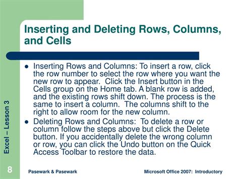 ppt excel lesson 3 organizing the worksheet powerpoint presentation free download id 472404