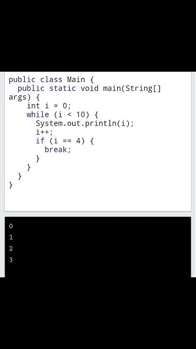 Break Statement In Java While Loop Break Shorts Ammus Coding Youtube