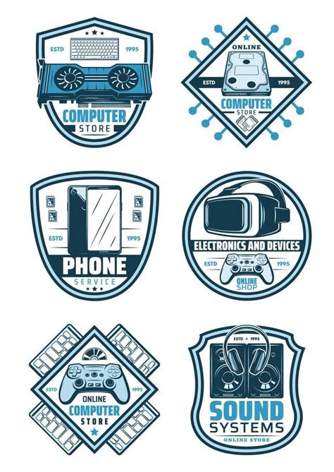 Electronics And Devices Retro Badge Shield Design 13210636 Vector Art