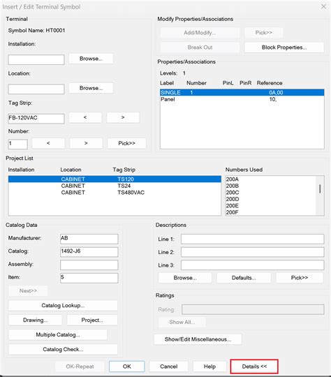 Autocad Electrical Placing Terminals Using Terminal Panel List