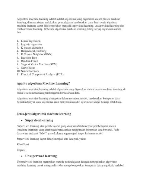 Algoritam Machine Learning Dan Implementasi Pdf