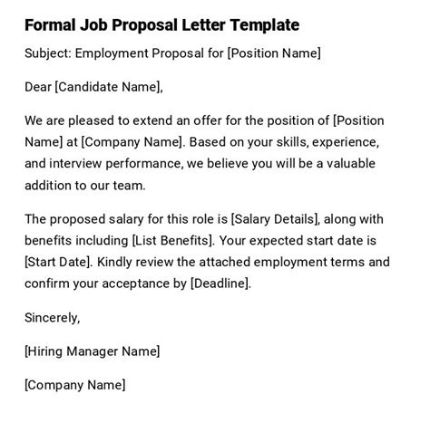 Job Or Employment Proposal Letter