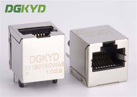 Customized Single Port Vertical Rj45 Modular Jack Pcb Mount Poe Ethernet Connector