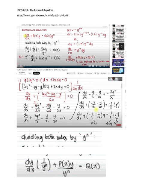 Lecture 8 The Bernoulli Equation Pdf