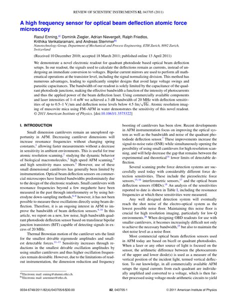 Pdf A High Frequency Sensor For Optical Beam Deflection Atomic Force