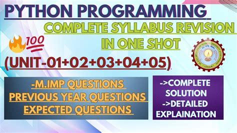 Python Programming Complete Revision Aktu 🔥💯 Youtube