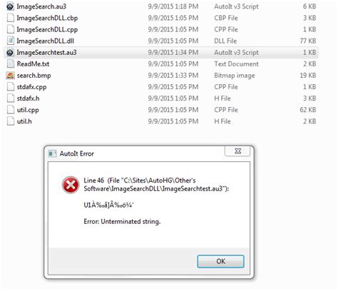 Autoit Imagesearch And Windows 7 Unterminated String Stack Overflow