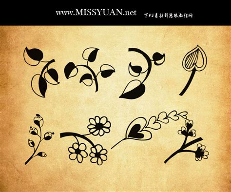 矢量风格藤蔓装饰ps笔刷 Ps教程网