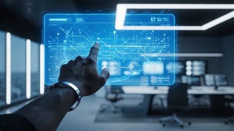 Futuristic Technology Interface In Command Center With Hand Gestures