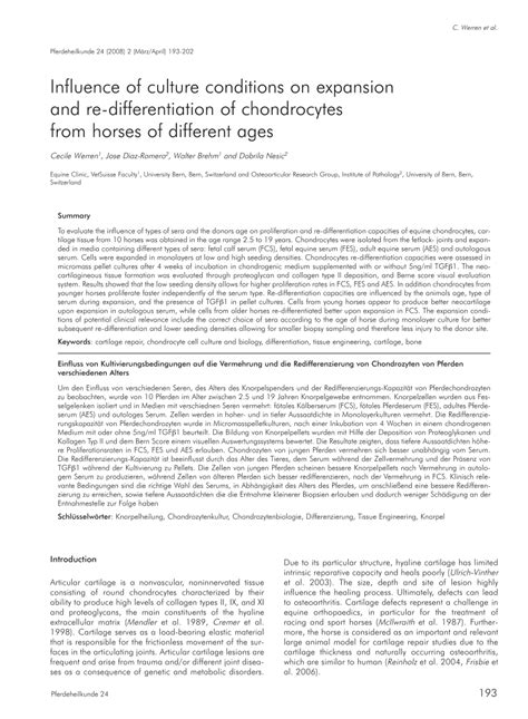 Pdf Influence Of Culture Conditions On Expansion And Re