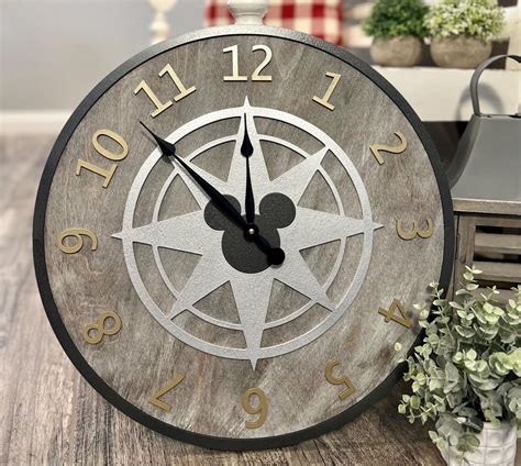 Nautical Compass Wall Clock Wood Clock Mickey Inspired Ts For The