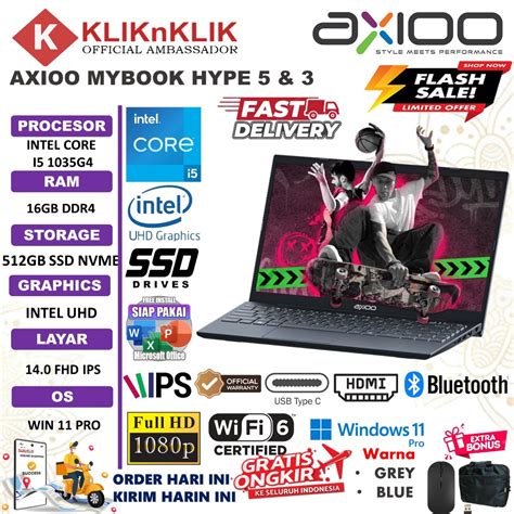 Jual Laptop Axioo Mybook Hype Intel I G Gb Gb Fhd Ips Win Original Shopee
