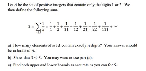 Solved Let A Be The Set Of Positive Integers That Contain Chegg Com