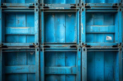 Stacked Blue Industrial Crates Premium Ai Generated Image