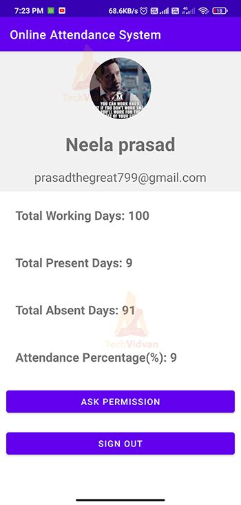 android attendance management system with source code techvidvan