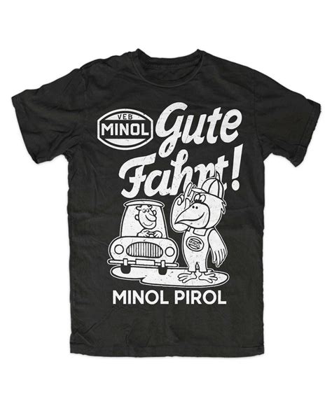 Veb Minol Pirol T Shirt Schwarz Ostalgie Retro Ddr Ifa Werbung Simson
