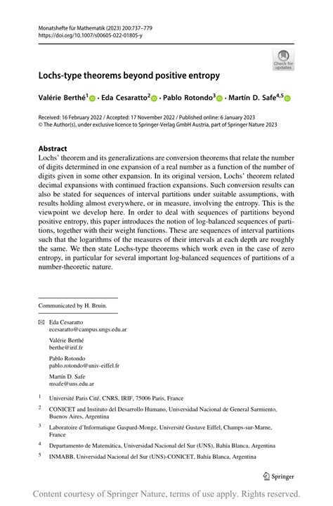 Lochs Type Theorems Beyond Positive Entropy Request Pdf