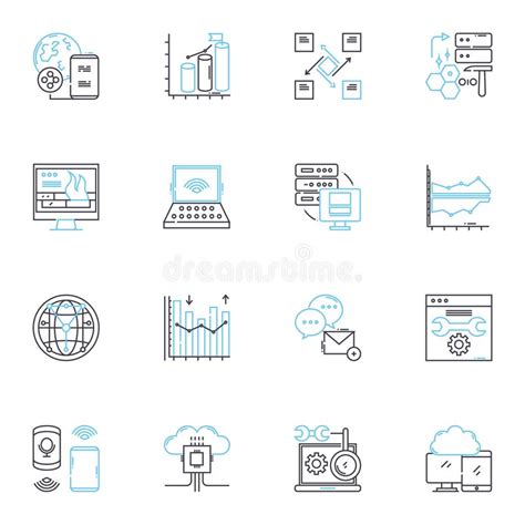 Data Backup Linear Icons Set Recovery Restore Archive Protect