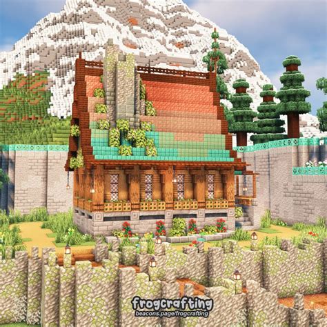 Copper Medieval Minecraft House Minecraft Houses Copper Roof House