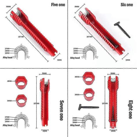 Flume Wrench Sink Faucet Key Plumbing Pipe Wrench 8 In 1 Anti Slip