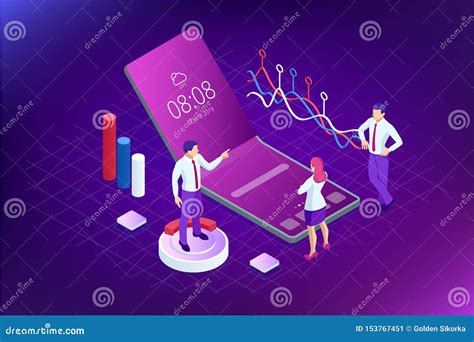 Isometric Business And Finance Analysts Analyzing Key Performance Indicators Business Data