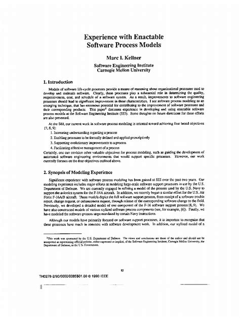 Experience With Enactable Software Process Models Ieee Conference