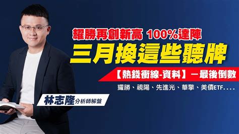 理周tv 20230224盤後 林志隆 股動人生／耀勝再創新高，100達陣三月換這些聽牌【熱錢衝線 資料】－最後倒數⭕️耀勝、視陽、先進光