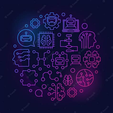 premium vector machine learning colorful round vector line illustration on dark background