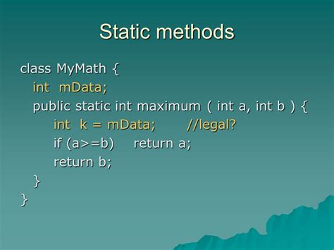 Defining Classes Ii Todays Topics Static Methods Static Variables