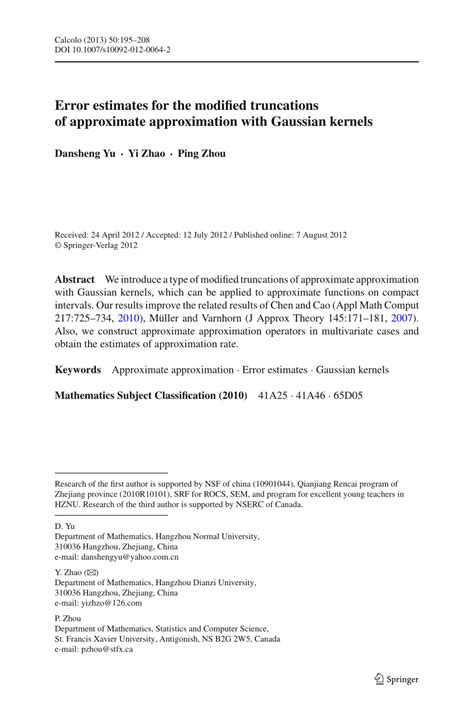 Pdf Error Estimates For The Modified Truncations Of Approximate