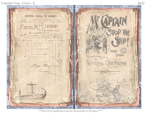 Captains Log 6 9852 Mixed Media Art Tag Print Travel Journal