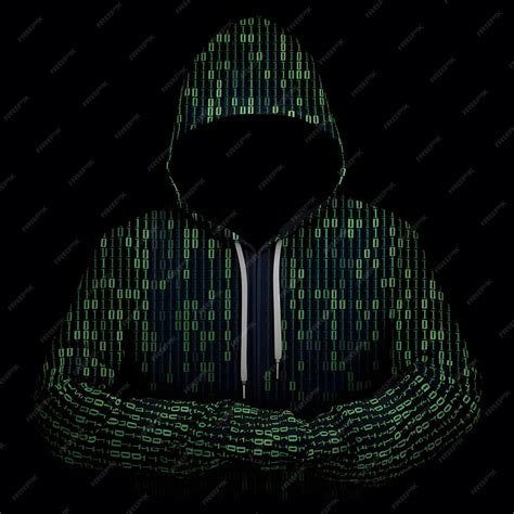 Hacker With Binary Code Backdrop Premium Ai Generated Image