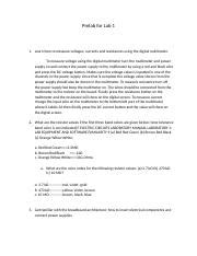 Prelab For Lab 1 Docx Prelab For Lab 1 1 Learn How To Measure Voltages Currents And