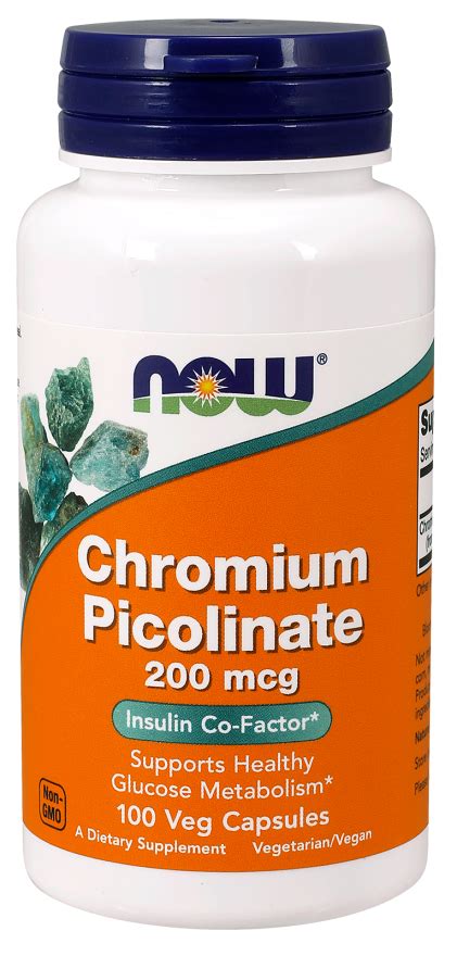 Хром пиколинат 200 мкг | Chromium Picolinate | Now Foods, 100 капс