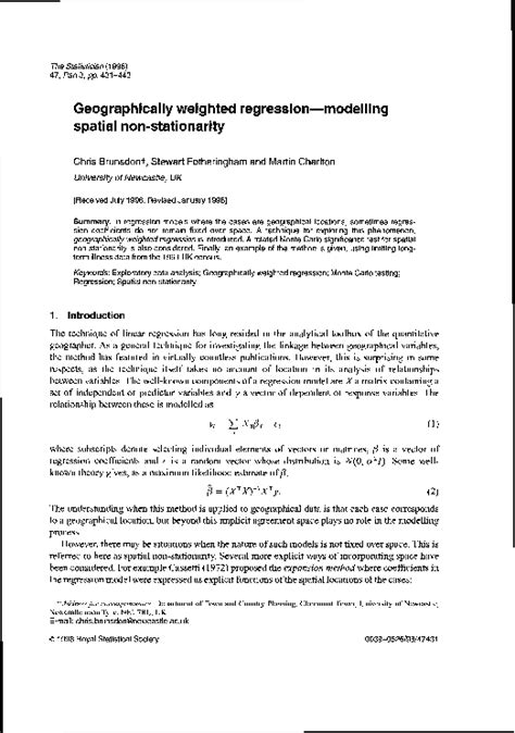 Pdf Geographically Weighted Regression