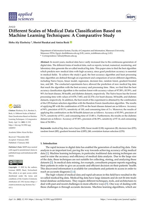 Pdf Different Scales Of Medical Data Classification Based On Machine Learning Techniques A