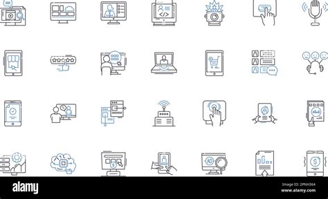 Machine Line Icons Collection Automation Robotics Efficiency Precision Innovation