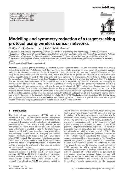 Pdf Modelling And Symmetry Reduction Of A Target Tracking Protocol