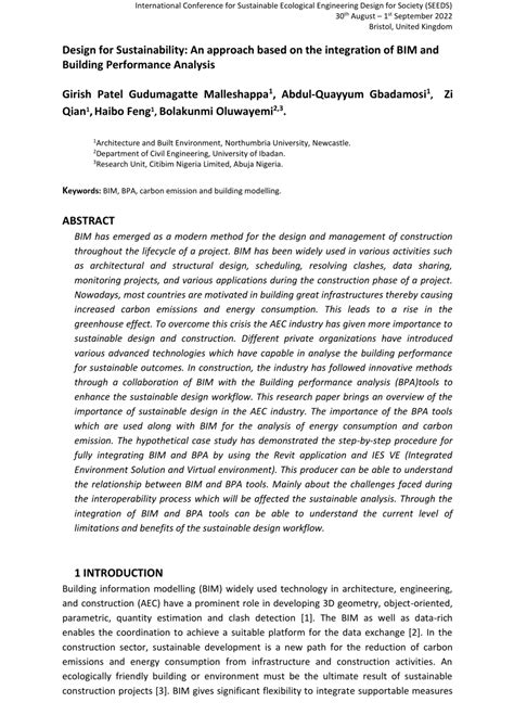 Pdf Design For Sustainability An Approach Based On The Integration Of Bim And Building