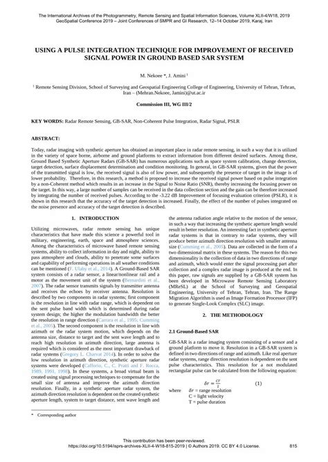 Pdf Using A Pulse Integration Technique For Using A Pulse