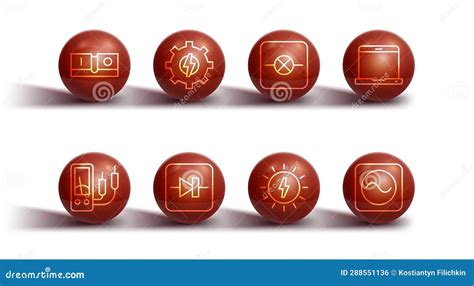 Set Line Electric Light Switch Ampere Meter Multimeter Laptop Solar Energy Panel Diode In