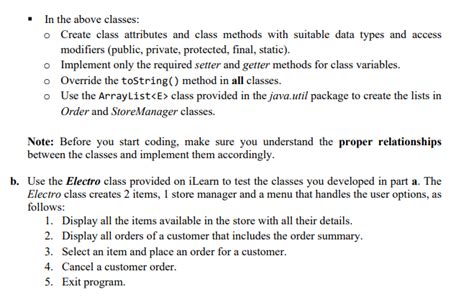 Solved Exercise 1 Design And Implement The Classes A