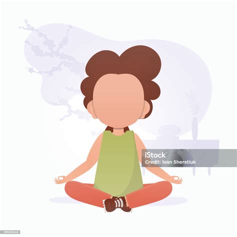어린 소녀가 요가를하고 있습니다 어린이 명상 만화 스타일 마음 챙김에 대한 스톡 벡터 아트 및 기타 이미지 마음 챙김 벡터 영성 Istock