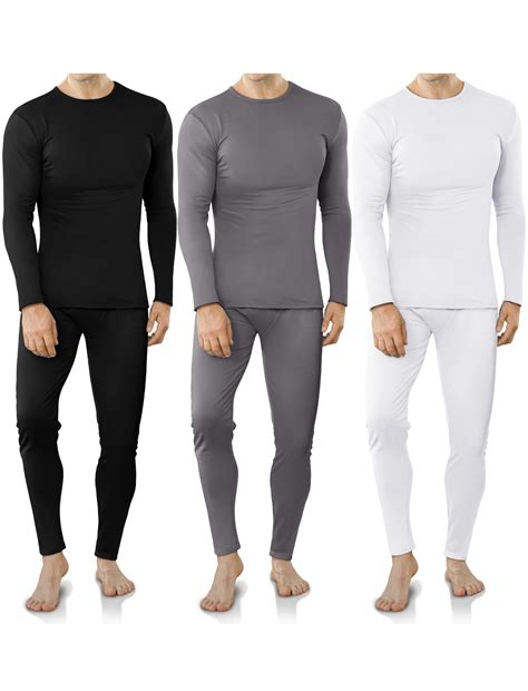 3 Set Thermal Underwear For Men Fleece Lined Long Johns