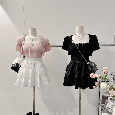 이프유마인 Y2k하이틴유니크 여름 베라 발레코어 쉬폰 시스루 펀칭 레이스 하이웨스트 밴딩 A라인 플레어 플리츠 셔링 프릴 캉캉 미니 스커트 2color