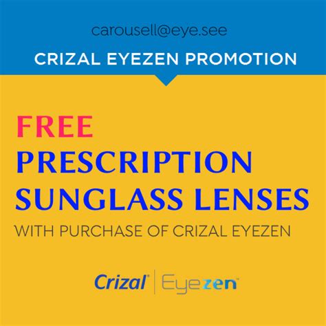 Crizal Eyezen Promo Free Lenses For Sunglasses With Prescription 眼镜 镜片