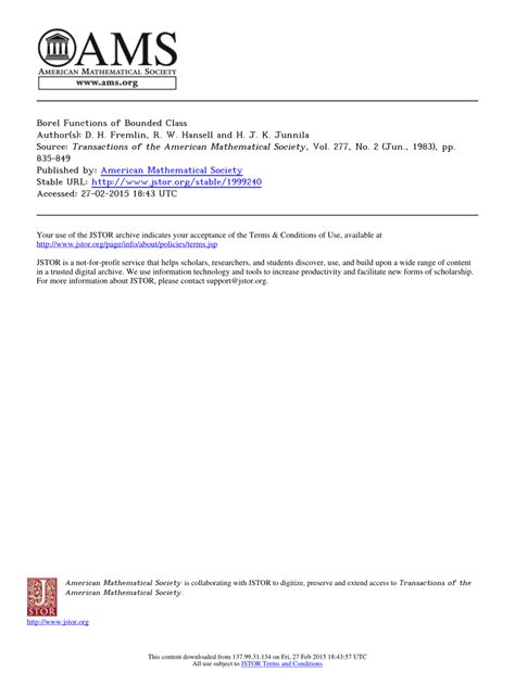 Pdf Borel Functions Of Bounded Class