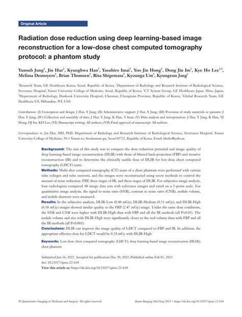 Pdf Radiation Dose Reduction Using Deep Learning Based Image