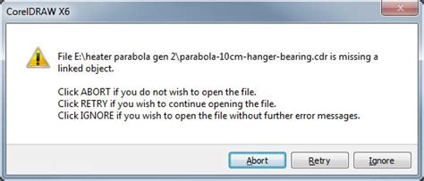 Error On Open Missing A Linked Object CorelDRAW X CorelDRAW Graphics Suite X